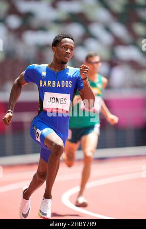 Jonathan Jones competing in the 400 meters of the 2020 Tokyo Olympics ...