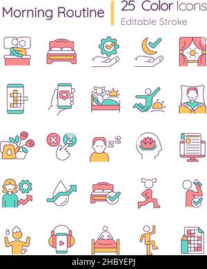 Mental activity color linear icons set. Analytical thinking blue and ...