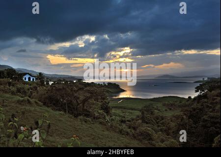 Lake Arenal at sunset, Guanacaste Province, Costa Rica, Central America ...