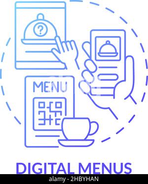 Virtual restaurant blue gradient concept icon Stock Vector Image & Art ...
