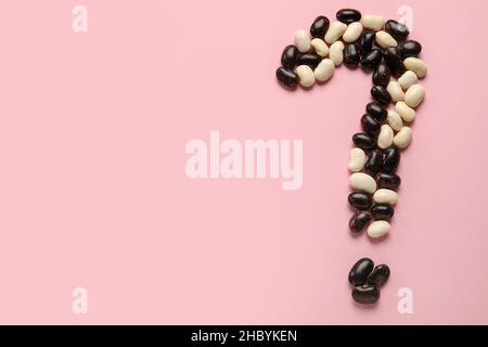 Question mark made of raw beans on grey background Stock Photo - Alamy