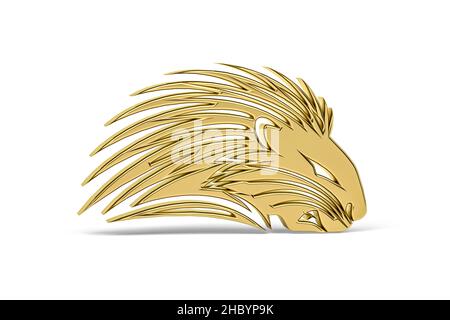 Golden 3d porcupine icon isolated on white background - 3d render Stock Photo - Alamy