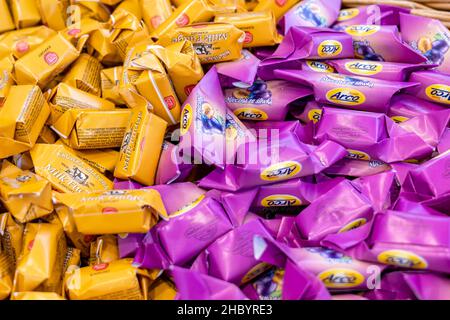 Traditional Polish Fudge Sweets " Krowka" on sweet stall in Krakow ...