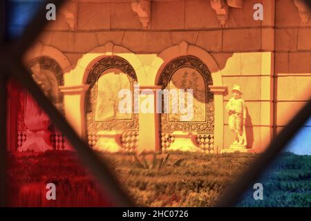 The diamond shaped pattern of a stained glass window UK Stock Photo - Alamy