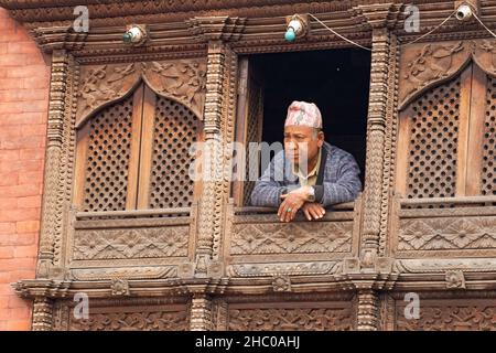Traditional Newari architecture at Swayambunath Monkey Temple ...