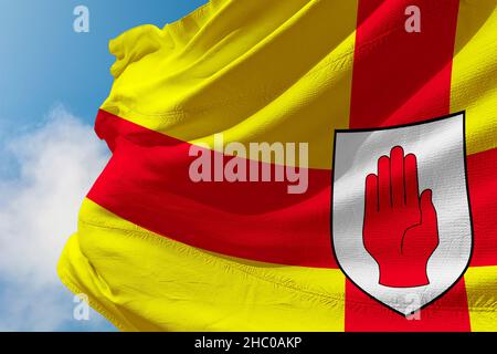 The flag of Ulster is a historic banner based on the coat of arms of ...