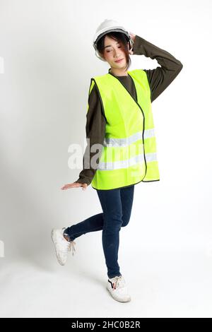 The Asian womna standing on the white background Stock Photo - Alamy
