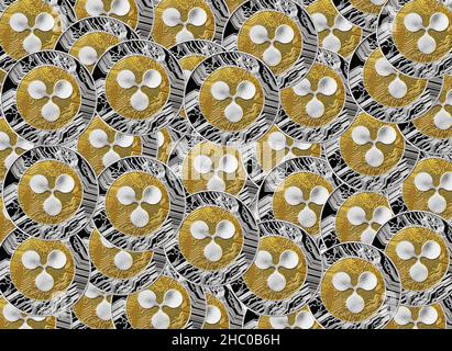 Ripple coin, XRP token, cryptocurrency on US 100 dollar background for ...