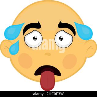 Vector emoticon illustration of a yellow exhausted cartoon woman face ...