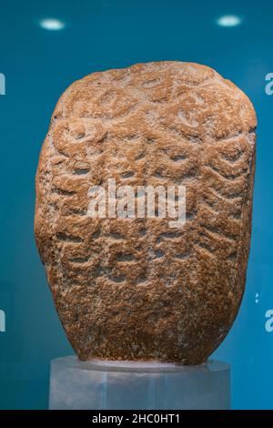 Red sandstone prehistoric figurine from Museum of Lepenski Vir in ...