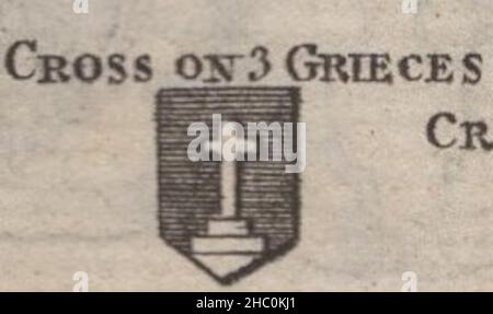 Heraldic crest on engraving from the 1700s Stock Photo - Alamy