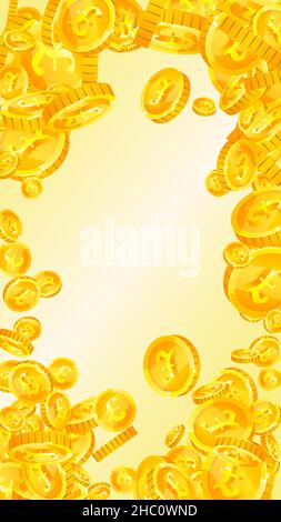 British pound coins falling. Appealing scattered GBP coins. United ...
