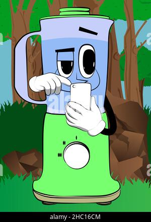 Food Blender using a mobile phone as a cartoon character with face ...