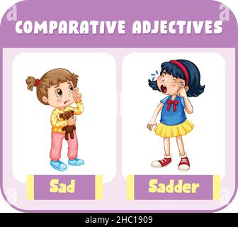 Comparative Adjectives for word sad illustration Stock Vector Image ...