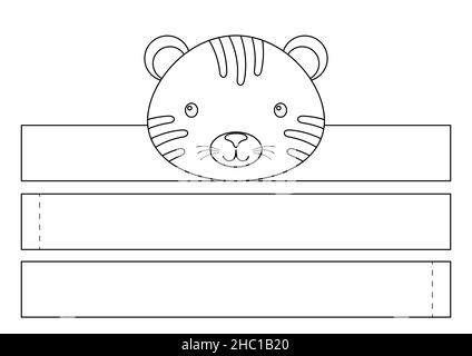 Printable tiger paper crown. Diy cut party ribbon template for birthday ...