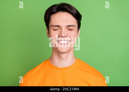 Photo of happy positive dreamy charming businesswoman in glasses ...
