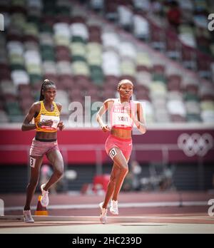 Winfred Yavi participating in the 3000 m Steeplechase at the World ...