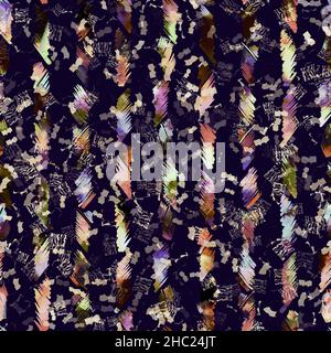 Exotic multicoloured boho stripe line print. Seamless autumnal dark ground detailed repeat ...