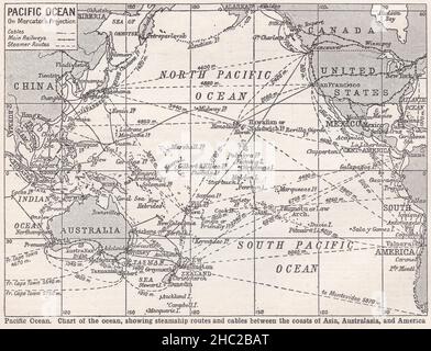 Vintage map of the Pacific Ocean 1930s Stock Photo - Alamy