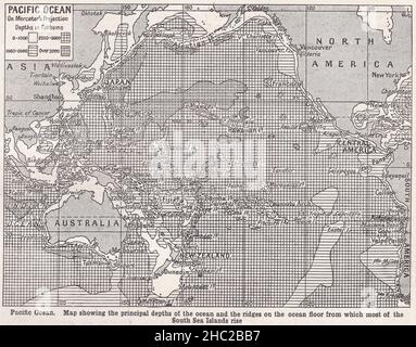 Vintage map of the Pacific Ocean 1930s Stock Photo - Alamy