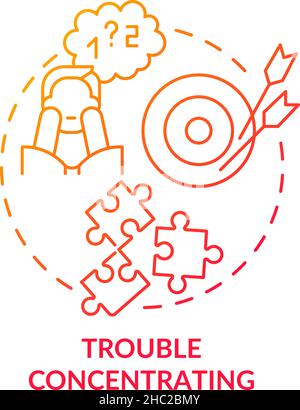 Difficulty concentrating red gradient concept icon Stock Vector Image ...