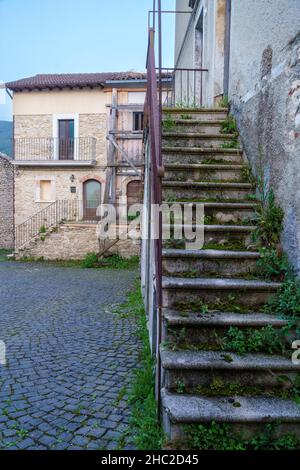 Assergi, L Aquila, Abruzzo, Italy: old typical mountain village damaged ...
