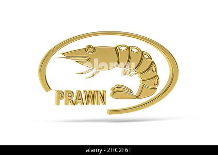 Golden 3d prawn icon isolated on white background - 3d render Stock ...