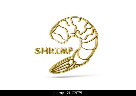 Golden 3d prawn icon isolated on white background - 3d render Stock ...