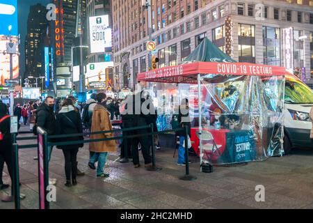Lines form for Covid testing including the omicron variant in Times ...