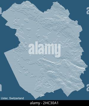 Topographic relief map of the city of Uster, Switzerland with black ...