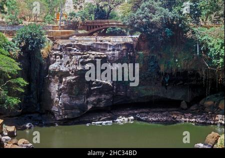 Chania Falls during dry season, Blue Posts Hote, Thika, Kenya. 1985 ...