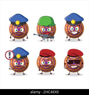A dedicated Police officer of orange gummy candy mascot design style ...