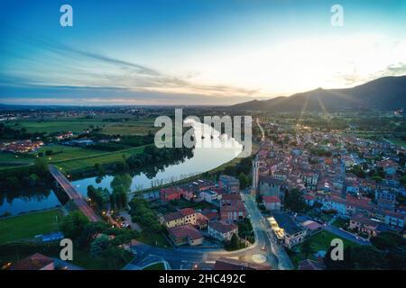 Aerial view of Calcinaia, small town near Pisa in Tuscany, ITALY Stock ...