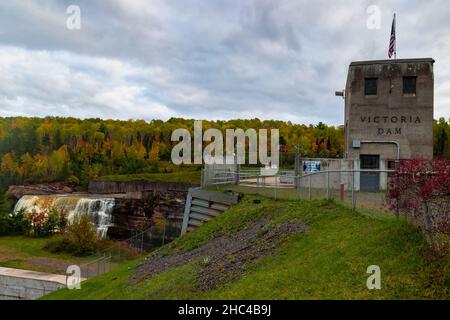 Victoria Dam station in a park in autumn in Michigan, the US Stock ...