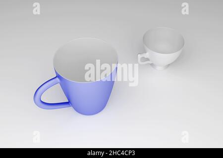 Different types and sizes of porcelain cups on the table Stock Photo ...