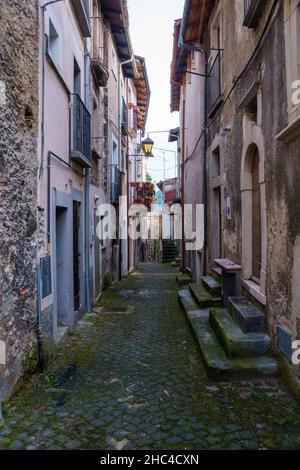 Assergi, L Aquila, Abruzzo, Italy: old typical mountain village damaged ...