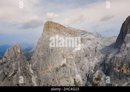 aerial view on Cima Rosetta in the pale di san martino in the dolomites ...