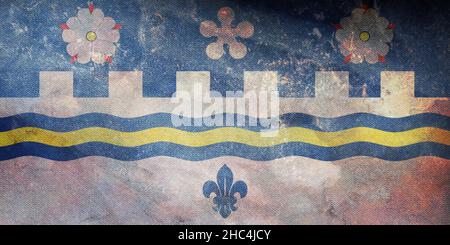 Top view of flag of Coquitlam British Columbia, Canada. Canadian ...