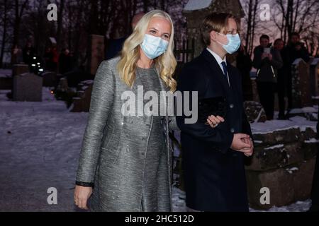 Asker 20211224. Crown Princess Mette-Marit and Prince Sverre Magnus ...