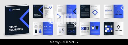 Brand Guidelines template. Dark blue Logo Guideline template. Multi ...