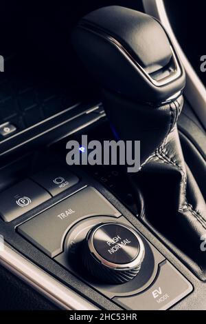 Drive selector button. Automatic gear lever and gear shift. Car ...
