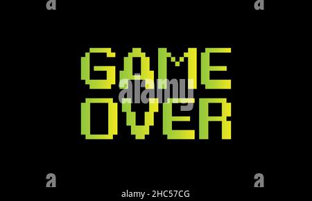 8-bit pixel text, game over. Background icon for game assets in vector ...