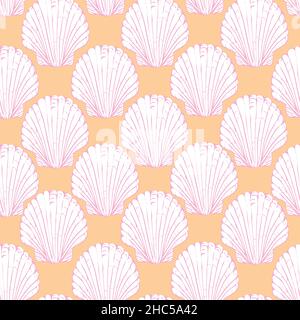 Hand drawn vector illustrations - seamless pattern of seashells. Marine ...