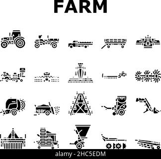 manure spreader farm machine glyph icon vector illustration Stock ...