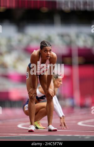 Nicole Yeargin participating in the semi-final of the 400 meters of the ...