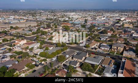 Daytime aerial view of the city of Stanton, California, USA Stock Photo ...