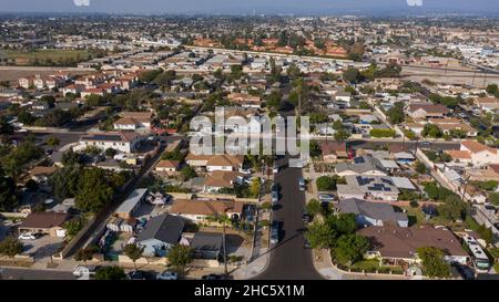 Daytime aerial view of the city of Stanton, California, USA Stock Photo ...