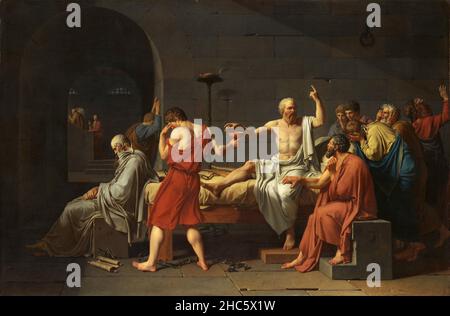 The painting 'The Death of Socrates' by Jacques-Louis David, created in ...