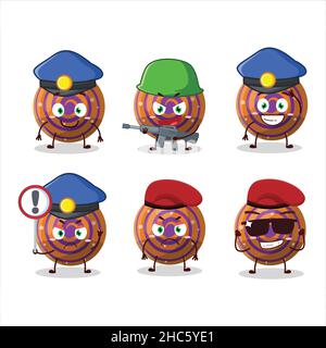 A dedicated Police officer of orange spiral gummy candy mascot design ...
