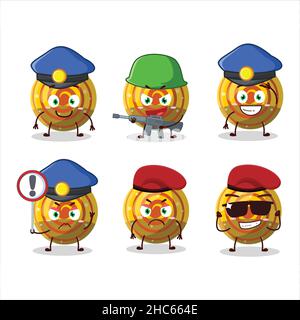 A dedicated Police officer of yellow gummy candy D mascot design style ...